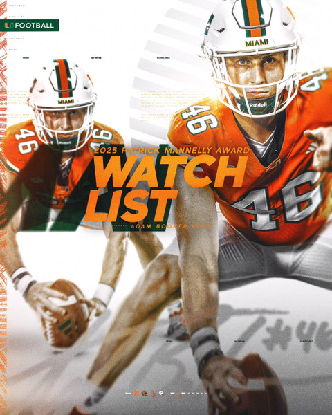 Booker Named to Patrick Mannelly Award Watch List – University of Miami ...