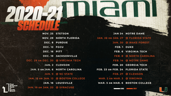 MBB Reveals 2020-21 Schedule – University of Miami Athletics