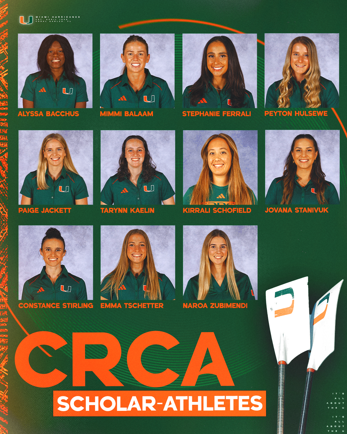 Rowing Has Eleven Student-Athletes Named to CRCA Scholar-Athlete Team