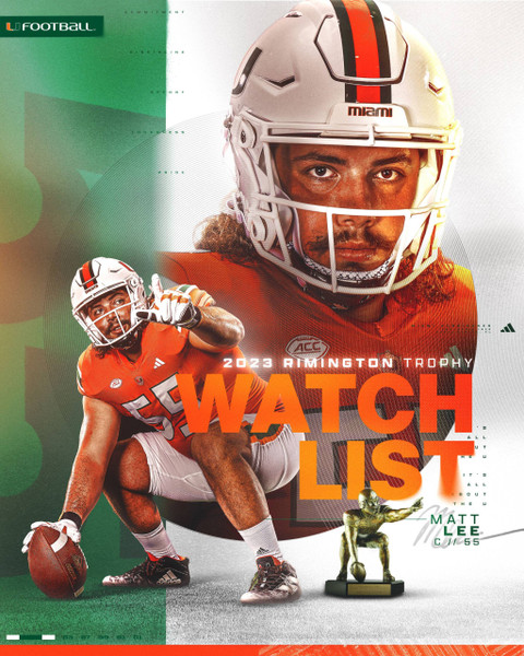 Lee One to Watch for Rimington Trophy – University of Miami Athletics